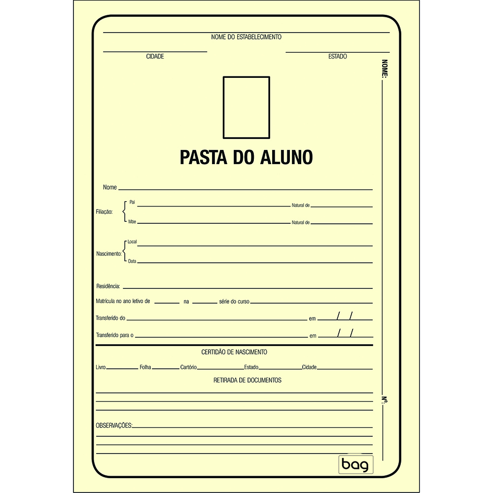 PASTA DO ALUNO - AMARELA - Baag Produtos de Papelaria